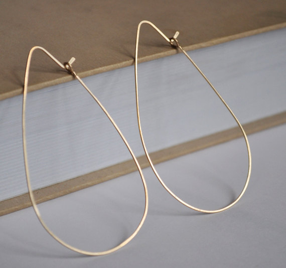 Gold Teardrop Earrings - Tear Drop Shaped Hoops - Fashion Jewelry on Luulla